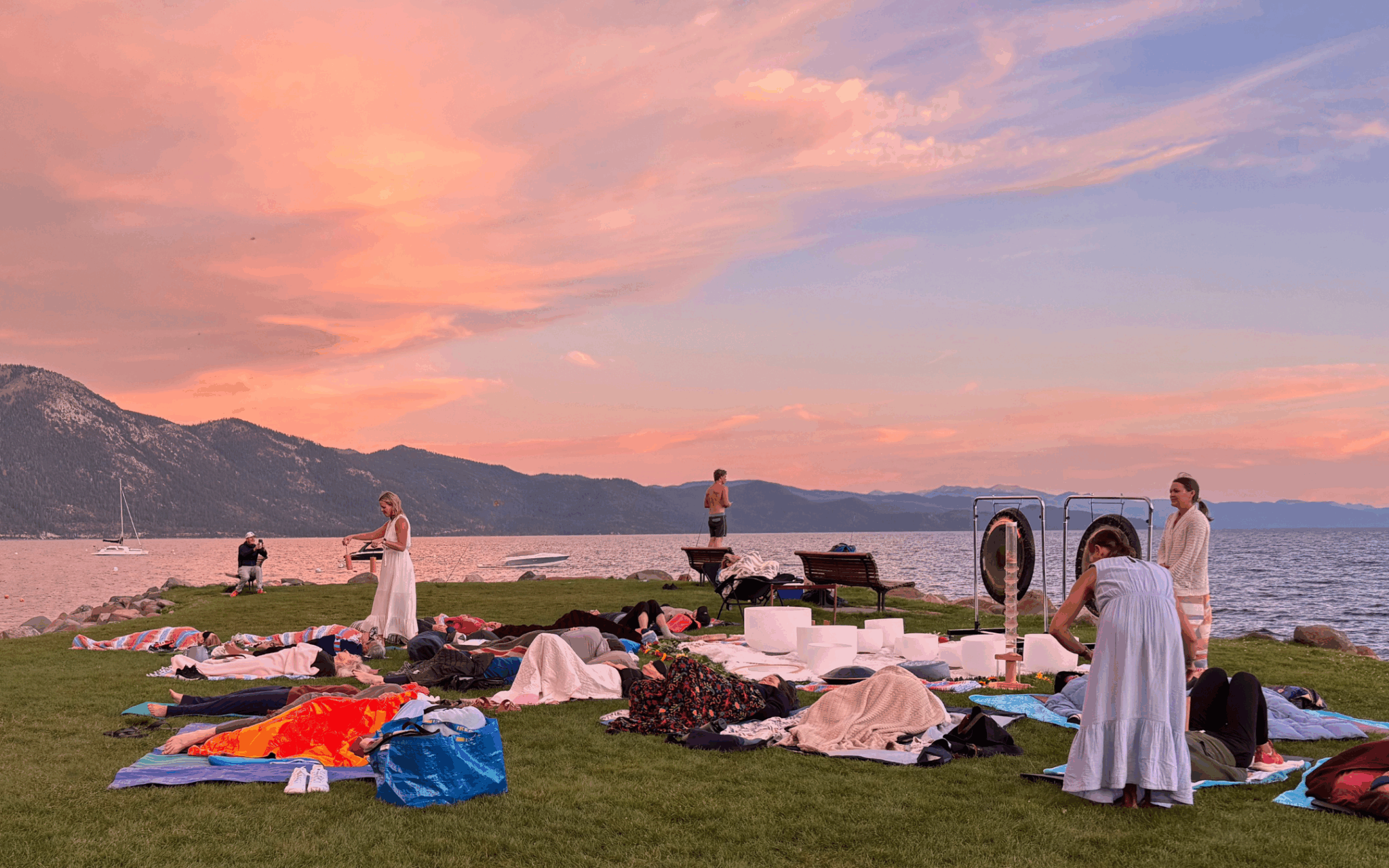 Sunset Sound Bath Meditation on Burnt Cedar Beach | Incline Village ...
